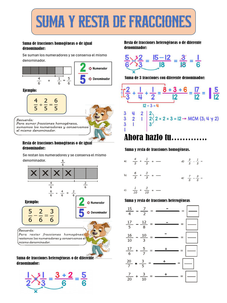 Suma de Fracciones 1ro | PDF | Objetos matemáticos | Conceptos matemáticos
