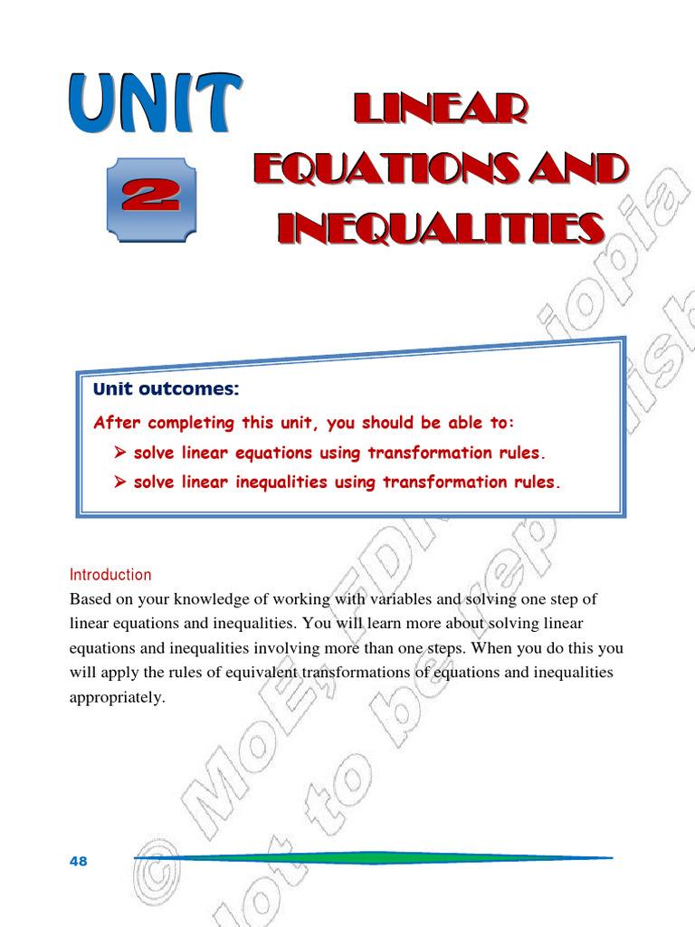 7 Unit2 | PDF | Equations | Inequality (Mathematics)
