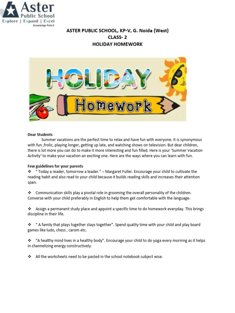 Class 2 Summer HHW | PDF