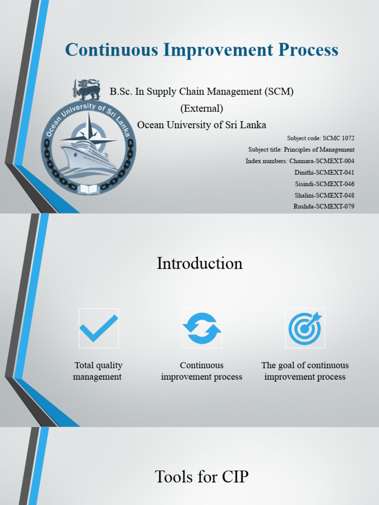 Continuous Improvement Process Pdf Supply Chain Management