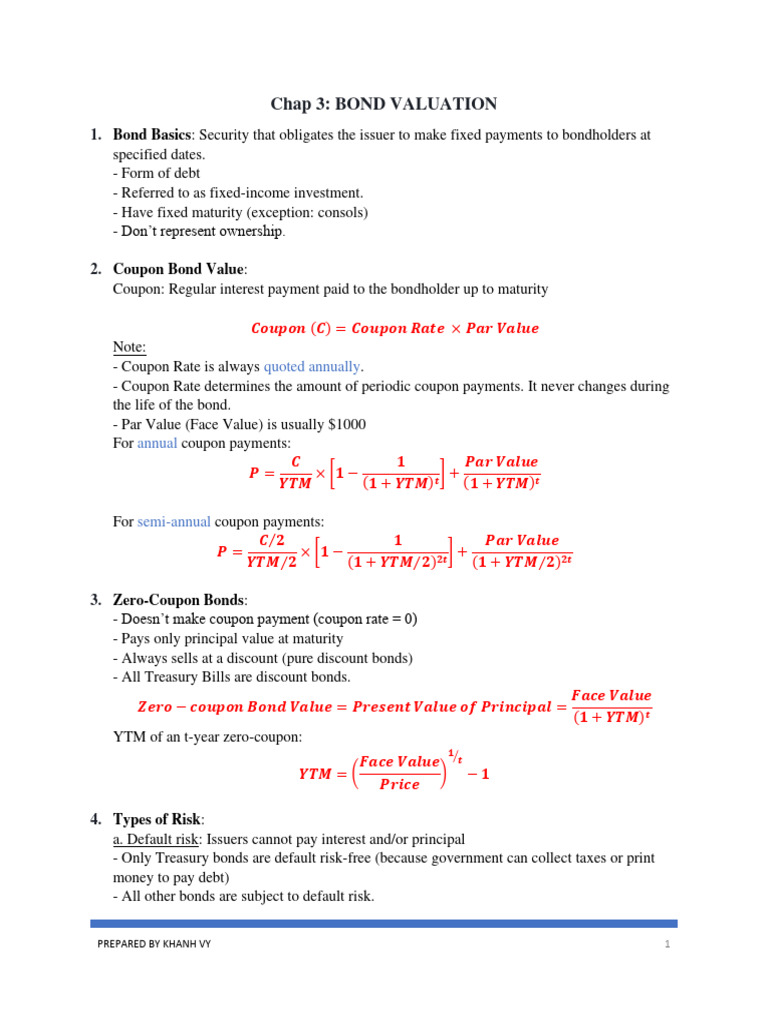 Revision For Chap 3 Bond Valuation | PDF | Bonds (Finance) | Discounting