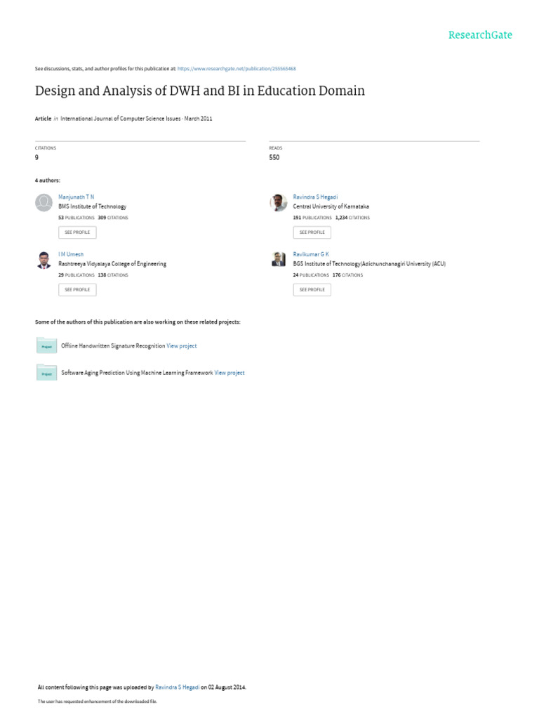 Design and Analysis of DWH and BI in Education Dom | PDF | Data ...