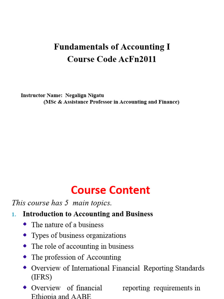 Introduction to Accounting Fundamentals | PDF | Generally Accepted ...