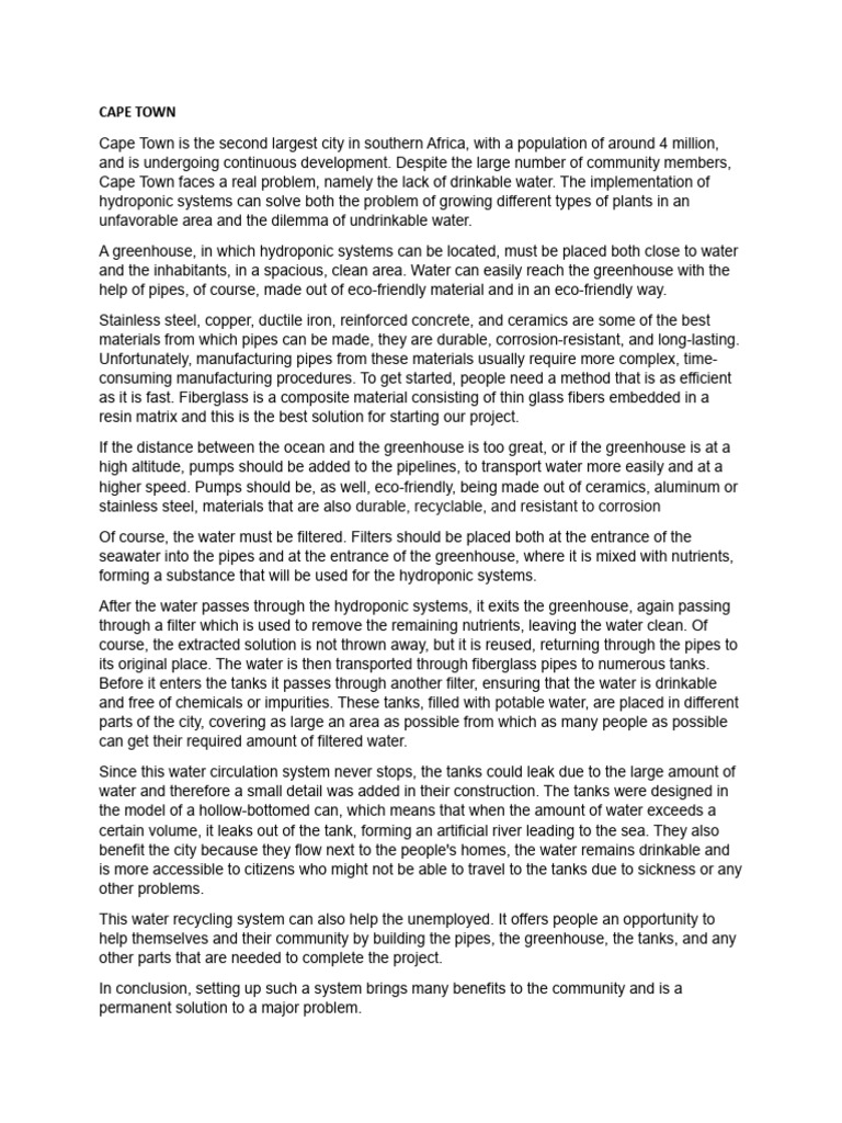 Cape Town Water Crisis | PDF | Water | Hydroponics