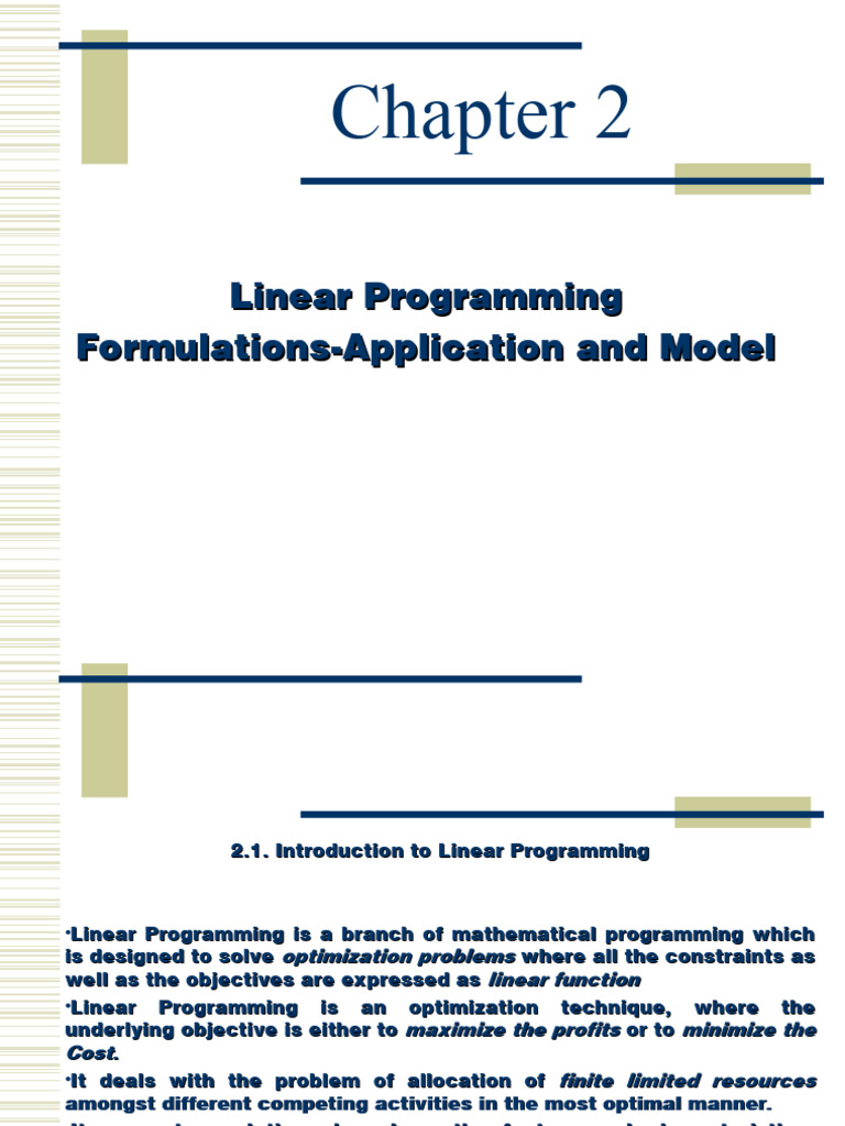 Linear Programming Optimization Guide Pdf Linear Programming Mathematical Optimization