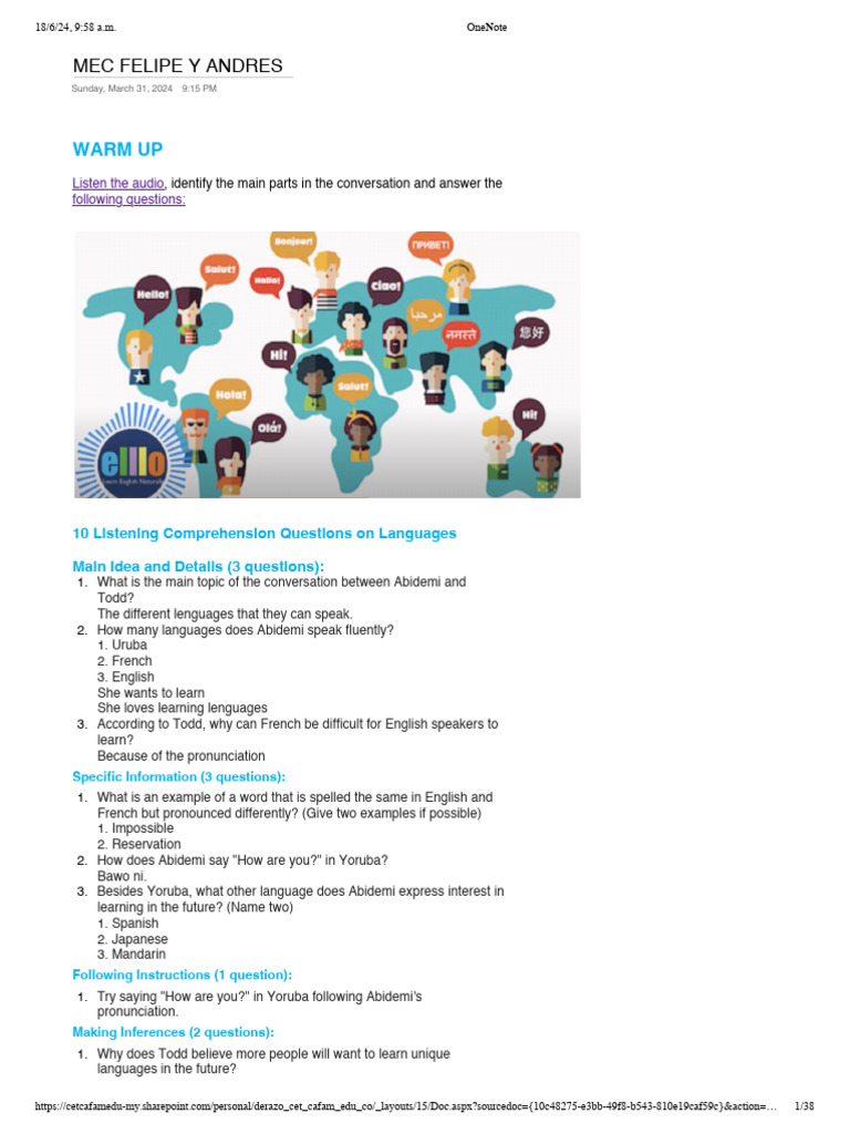 Grammar Classes Andres & Felipe - MEC | PDF | English Language | French Language