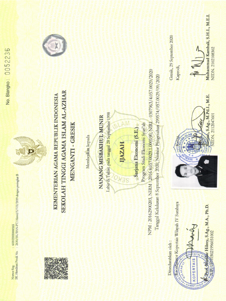 Ijazah Nanang Misbakhul Munir | PDF