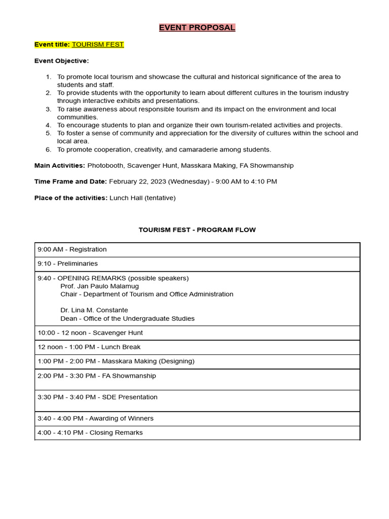 TPC 7 Event Proposal | PDF | Creativity | Flight Attendant