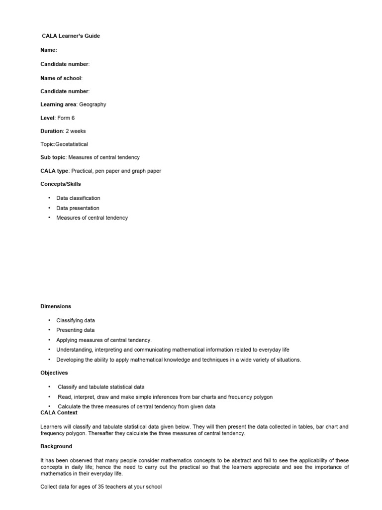 A Level Cala Geo Biriiri | PDF | Data | Statistics