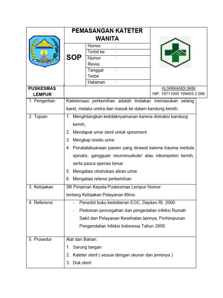 Prosedur Pemasangan Kateter Wanita | PDF