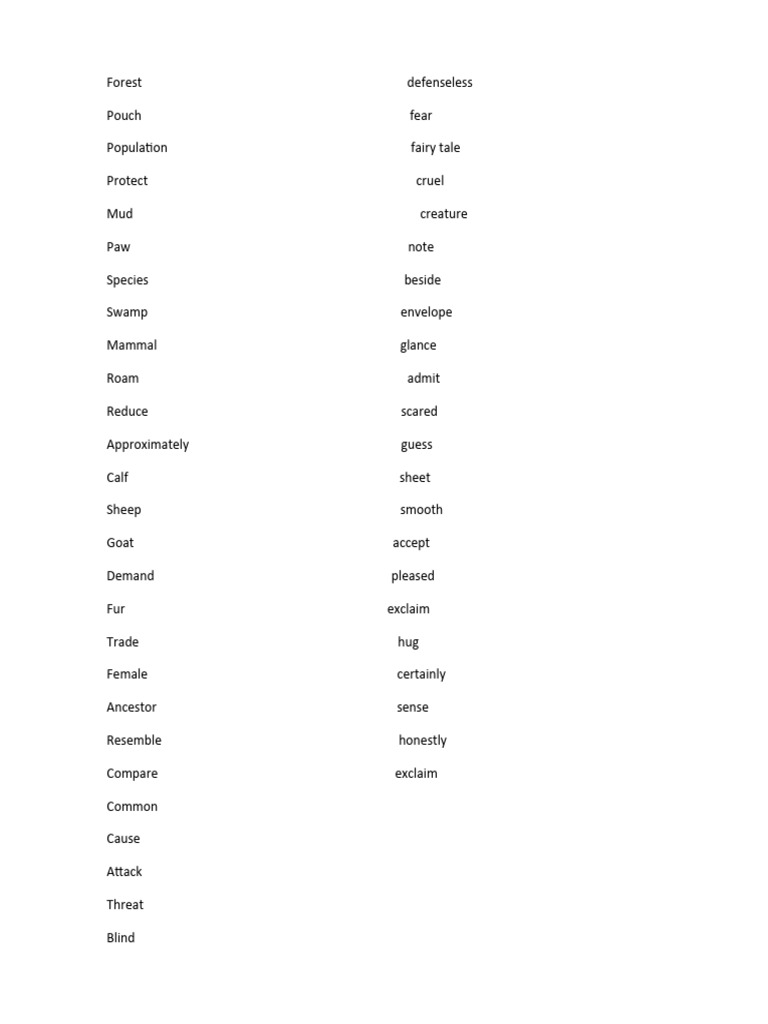 Wildlife Conservation Vocabulary | PDF