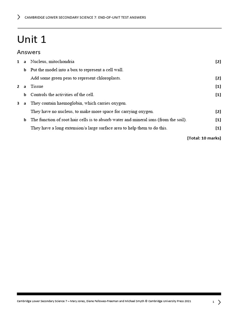 S7 End-Of-Unit Test Answers | PDF | Water | Gravity