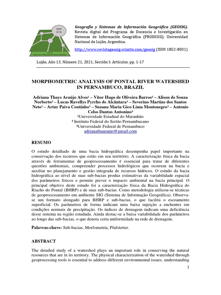 Morphometric Analysis of Pontal River | PDF | Drainage Basin ...