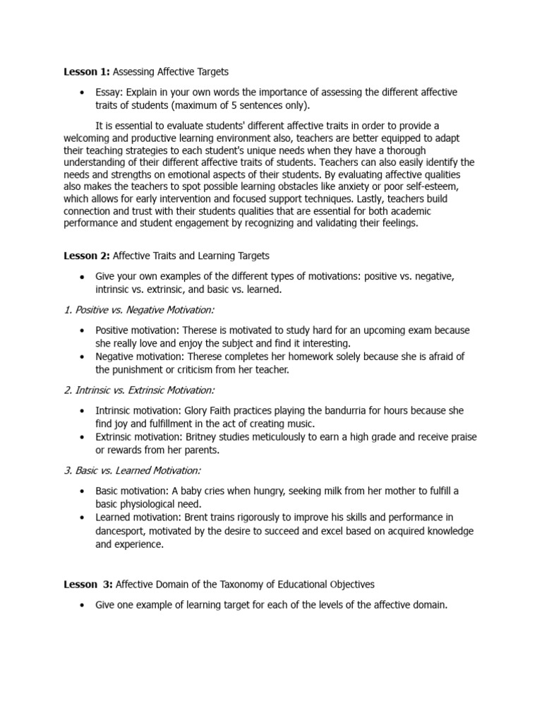 Unit 4 Assessing Affective Traits And Disposition Download Free Pdf