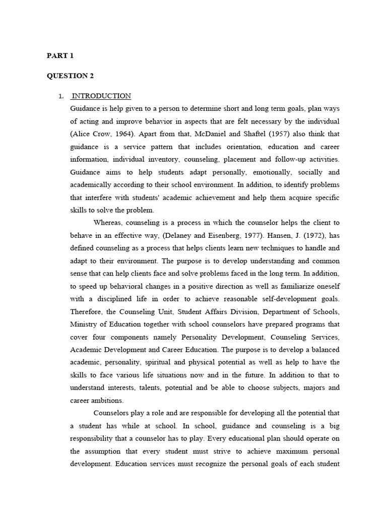 PART 1 - Question 2 | Download Free PDF | Counseling Psychology ...