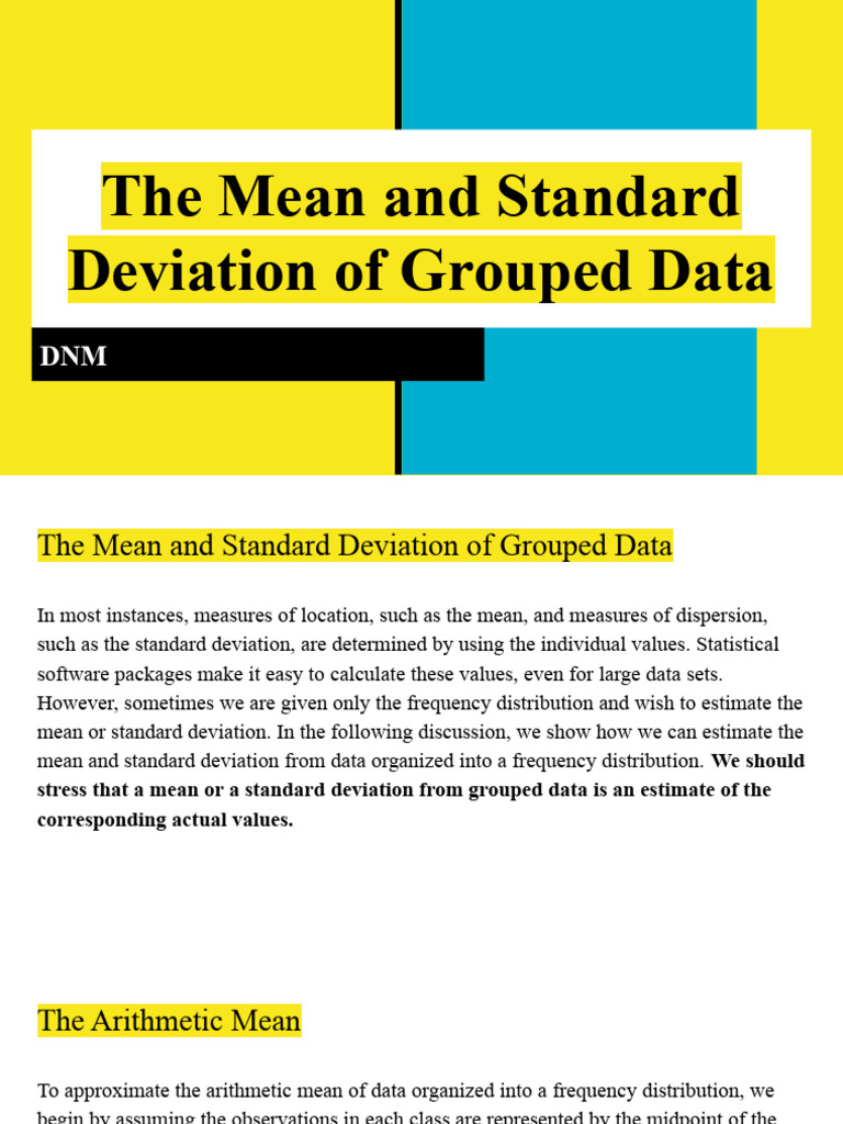224 The Mean and Standard Deviation of Grouped Data | PDF