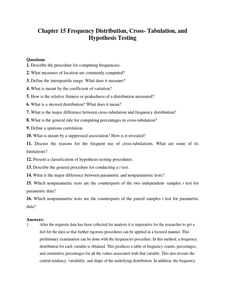 Frequency Distribution, Cross - Tabulation, and | PDF | Student's T ...