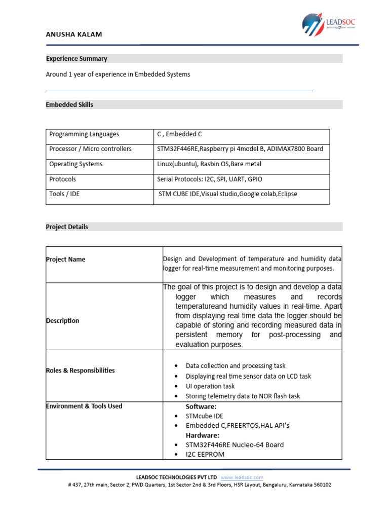 LS_sowmya_resume | PDF | Raspberry Pi | Embedded System