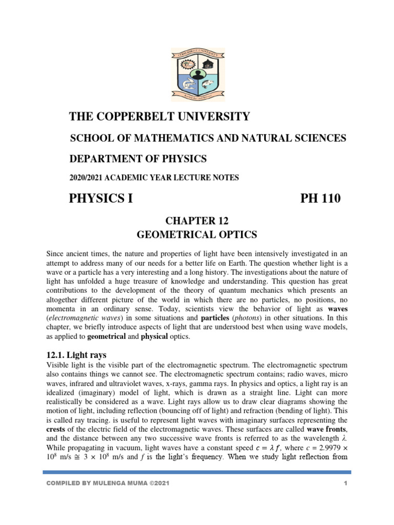 Chapter 12 Geometrical Optics | PDF | Refraction | Light