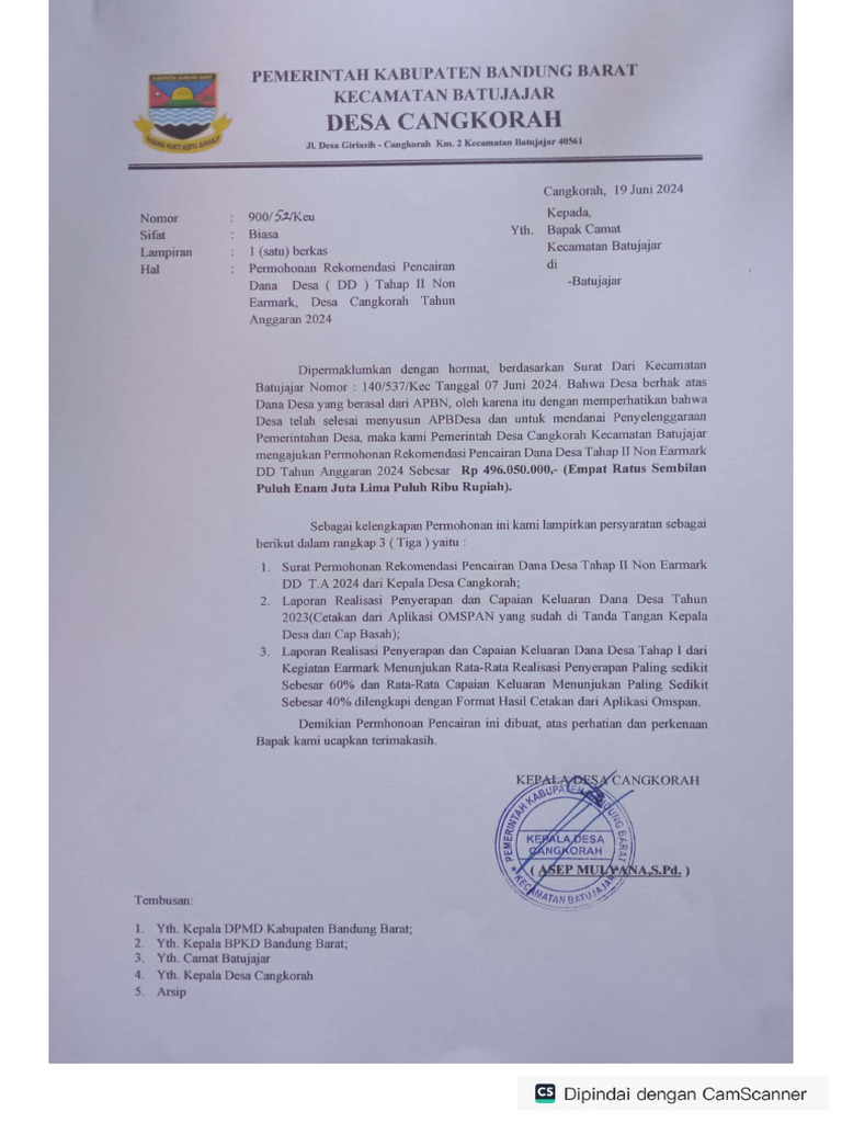 Permohonan Pencairan DD Tahap II Non Earmark | PDF