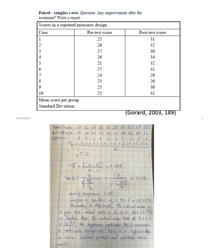 Practice 1 - Paired Samples T-Test | PDF