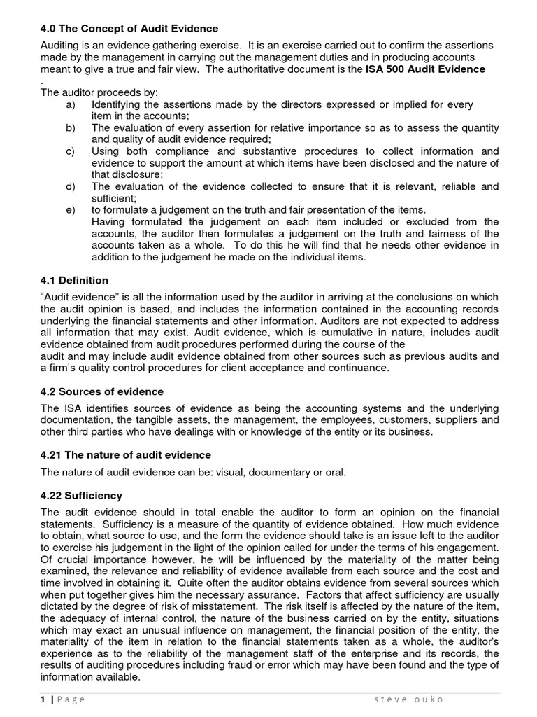 Audit Evidence 2 | PDF | Audit | Internal Control