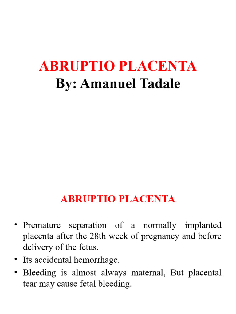 Abruptio Placenta | PDF | Childbirth | Uterus