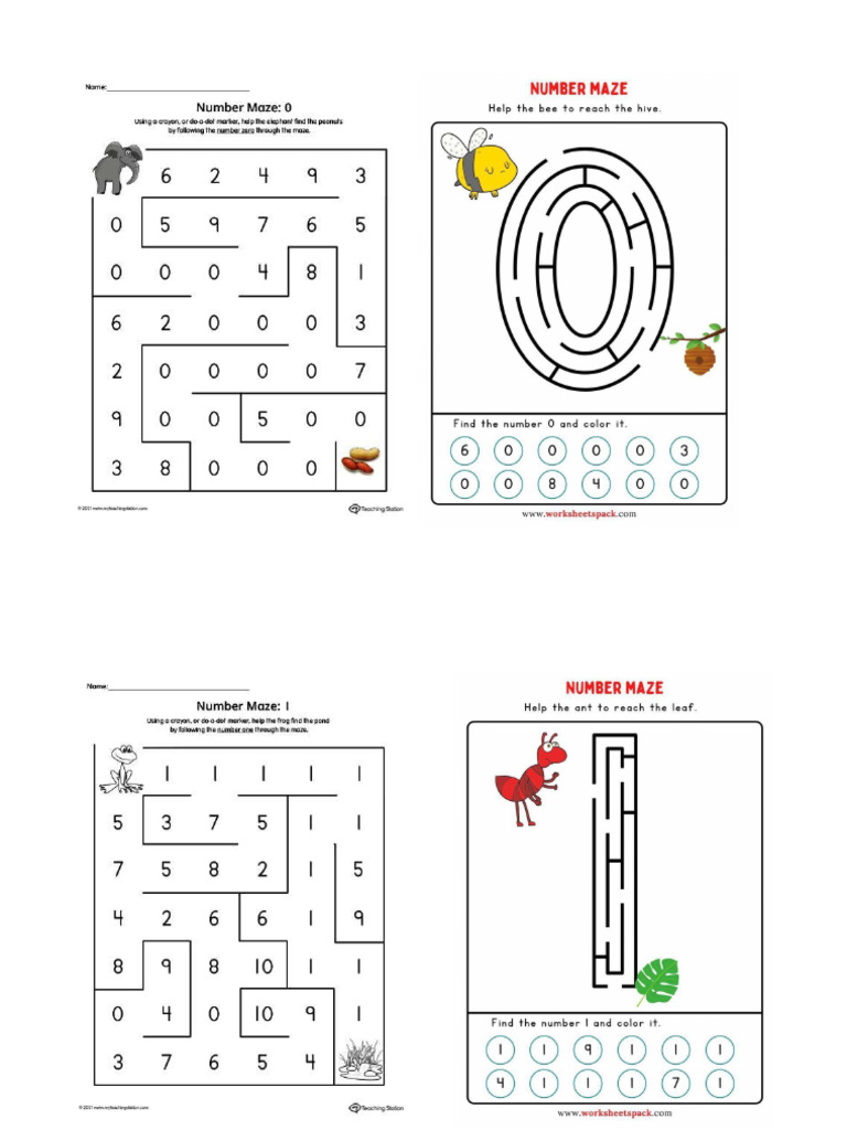 0 and 1 worksheet | PDF