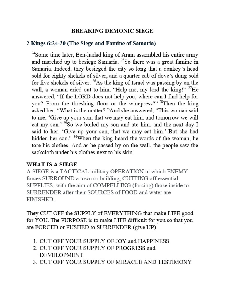 Breaking Demonic Siege | Download Free PDF | Books Of Kings