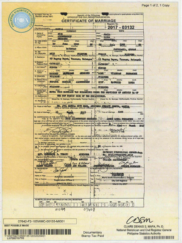 Marriage Cert 2 | PDF