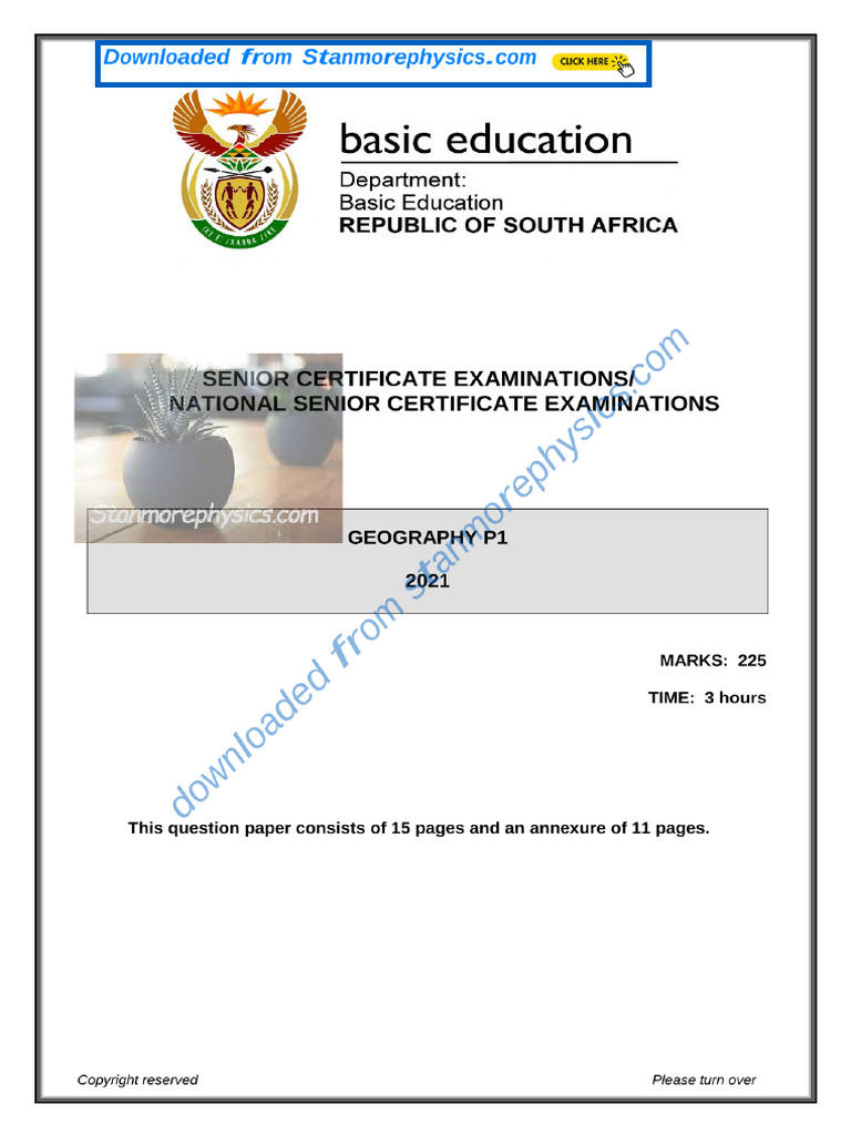 Geography Grade 12 NSC May June 2021 P1 and Memo | PDF