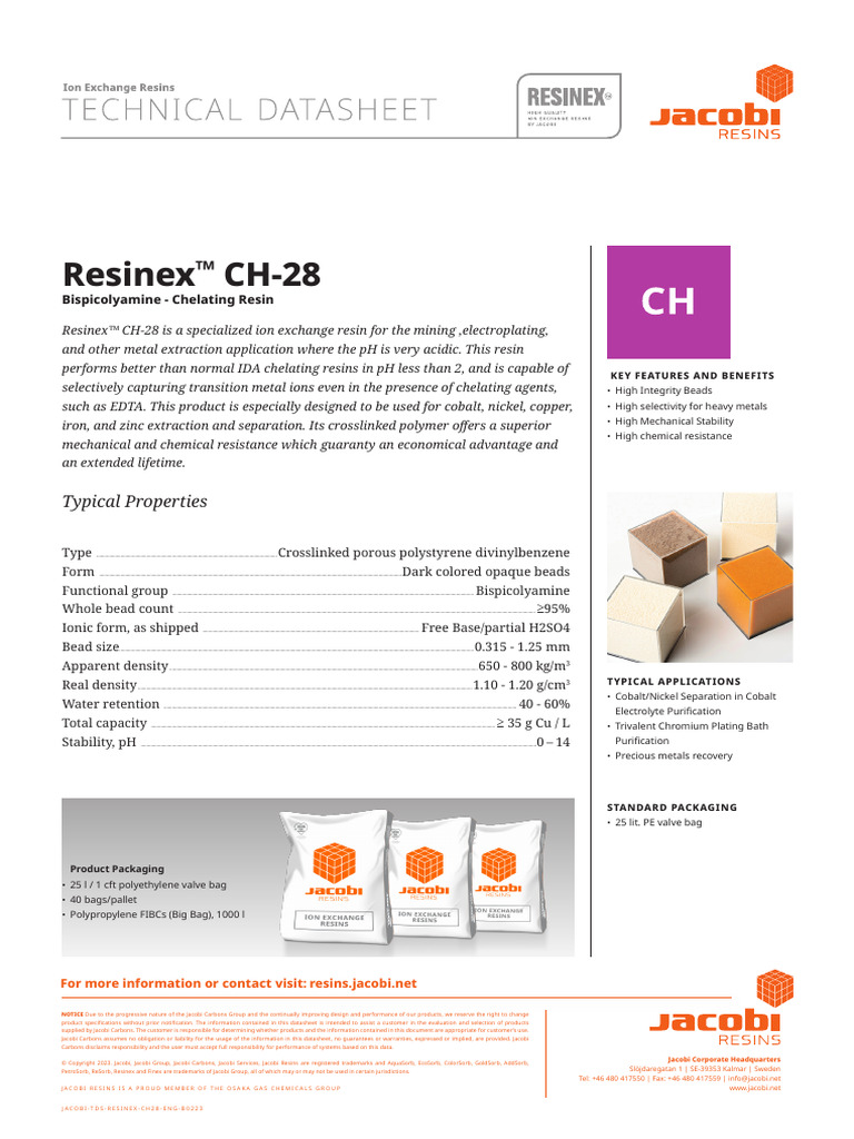 Jacobi TDS Resinex CH28 Eng B0223 | PDF | Polyethylene | Metals
