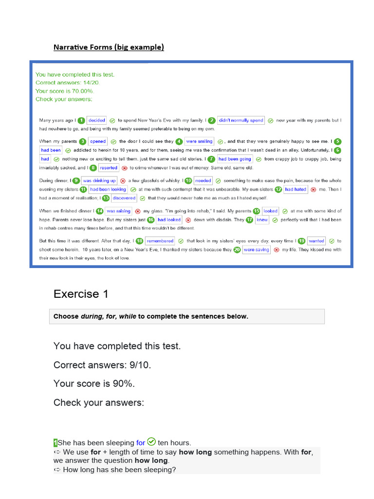 Narrative Forms-Time Linkers Practice To Do My Exam Today | PDF | Verb