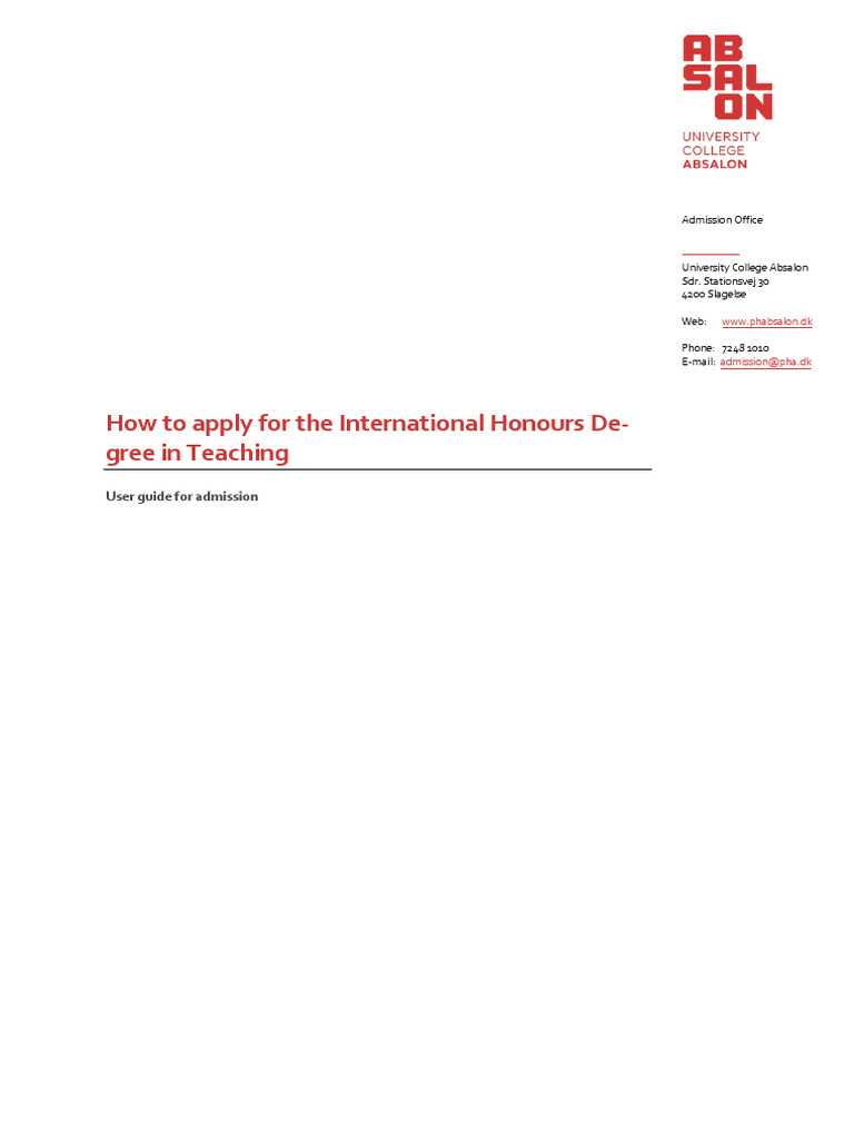 How To Apply International Honours Degree in Teaching | PDF | Travel Visa | Bachelor's Degree