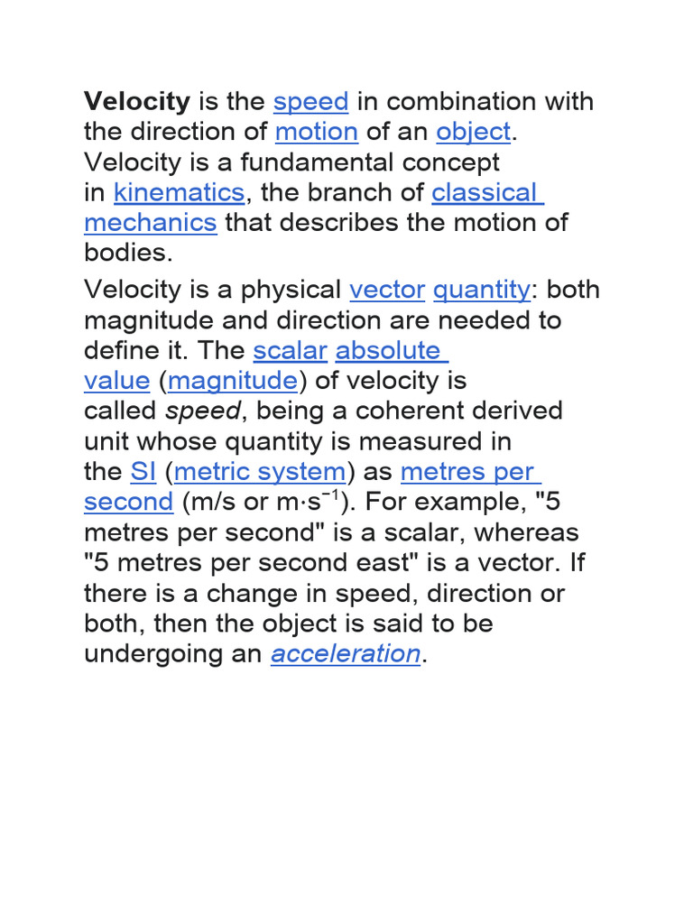 Understanding Velocity in Kinematics | PDF