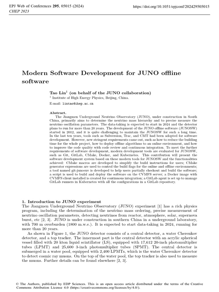 Modern Software Development For JUNO Offline Softw | PDF | Software ...