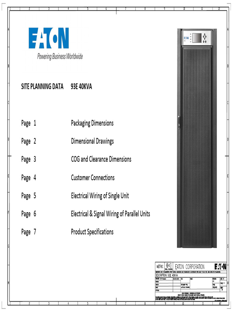 Eaton 93e Ups 40 Kva Site Planning Data | PDF | Rectifier | Electromagnetism