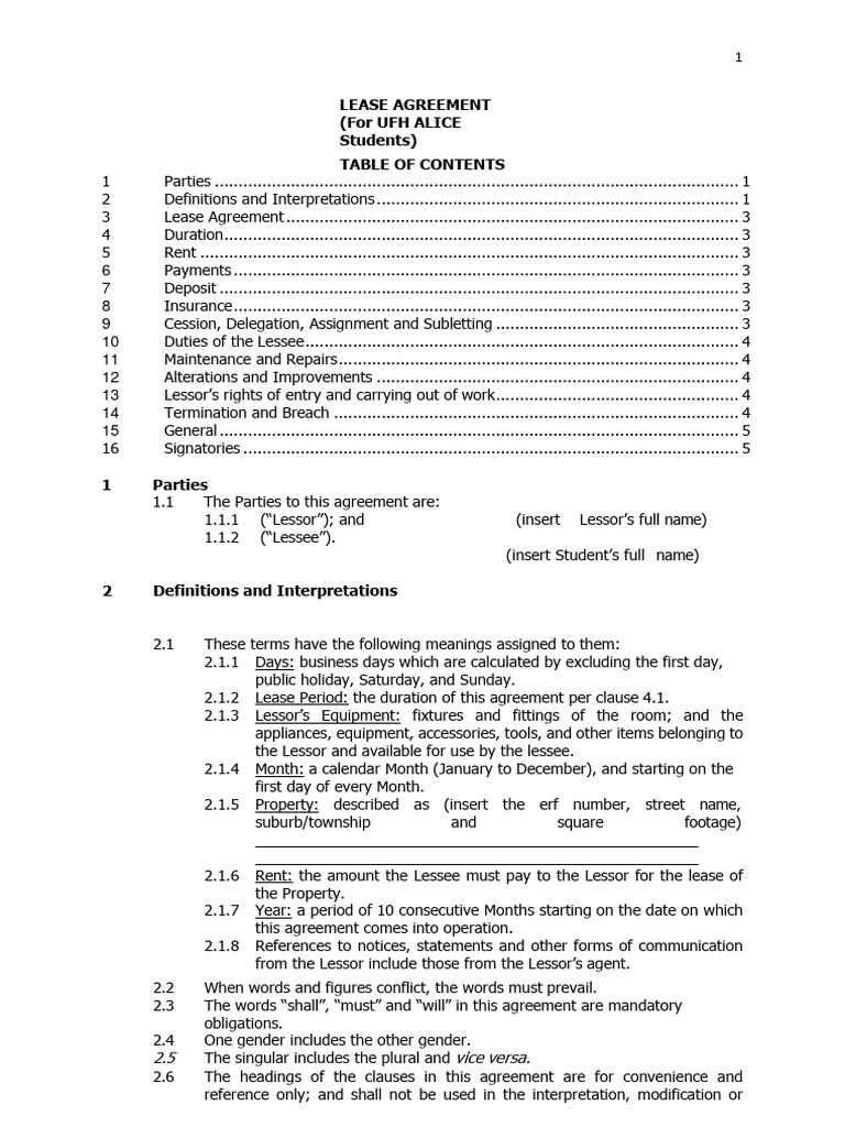 Annex1-UFH Lease Agreement Private Accommodation Final 2024 | Download Free PDF | Lease | Civil ...
