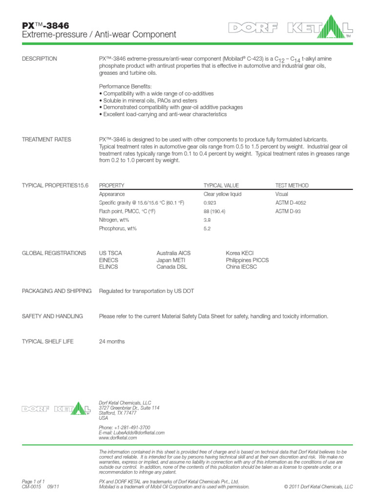 PX 3846 Product Data Sheet | PDF | Chemical Substances
