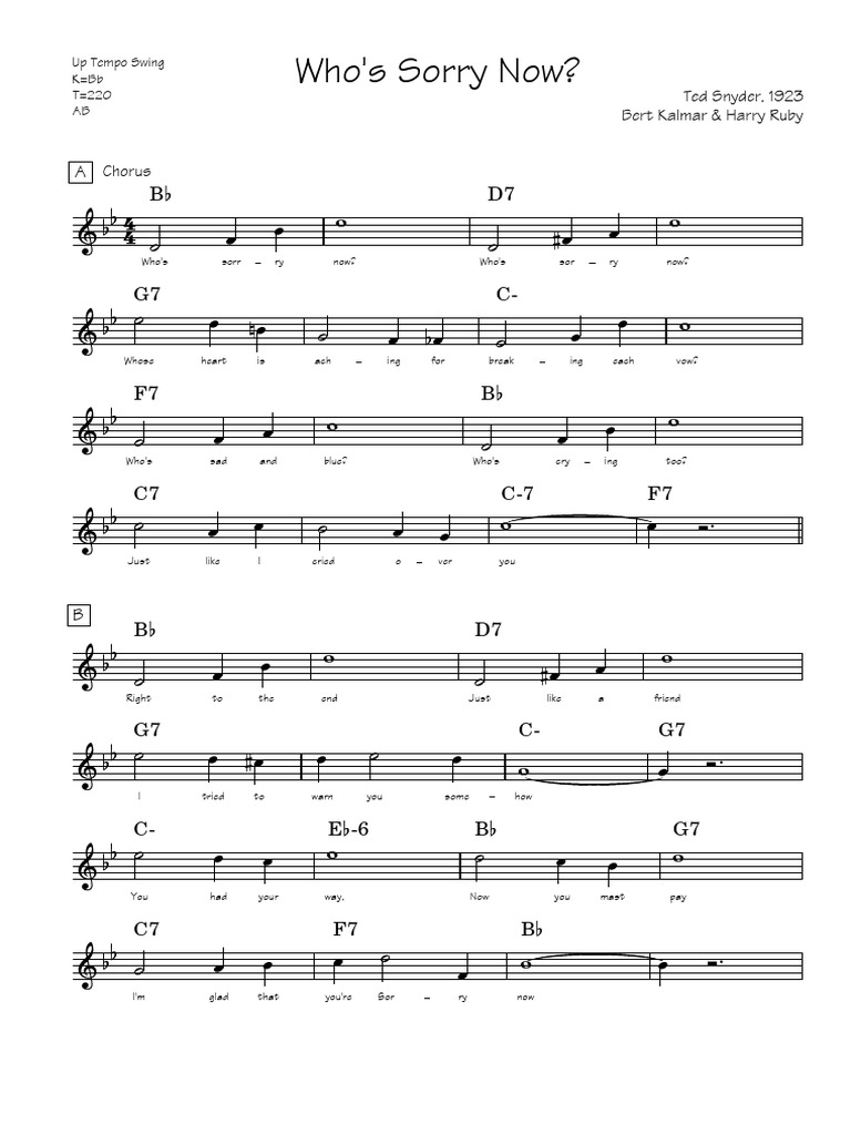 Who's Sorry Now ( ) (Bb-Ut) Muse | PDF | Songs