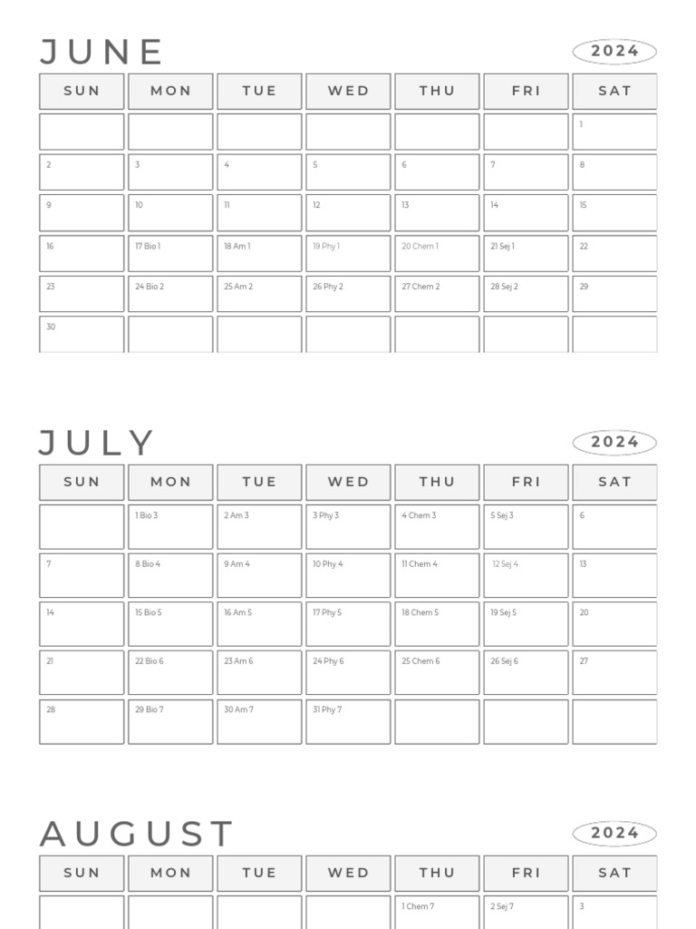 White Grey Minimalist Simple 2024 Monthly Calendar | PDF