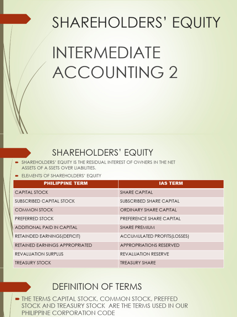 Accounting For Shareholders' Equity | PDF | Stocks | Equity (Finance)