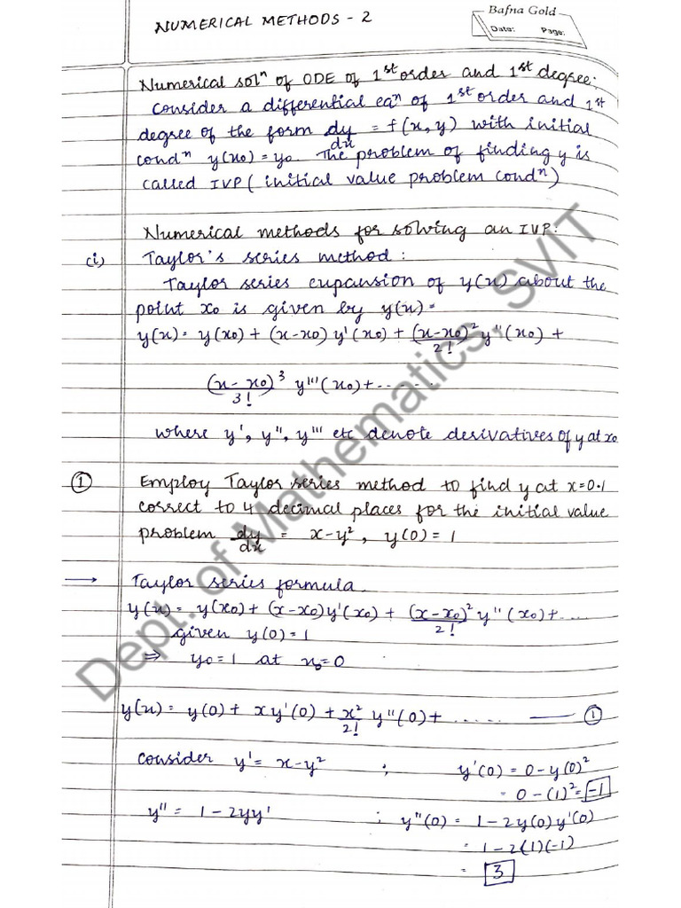 Module 5 - Numerical Methods - 2 Notes | PDF