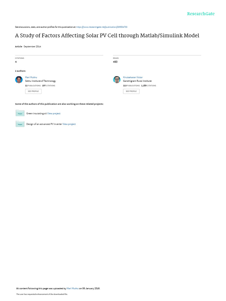 AStudyof Factors Affecting Solar PVCellthrough Matlab Simulink Model ...