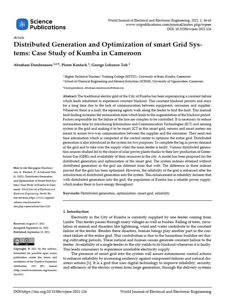 Distributed Generation and Optimization of Smart G | PDF | Electrical ...