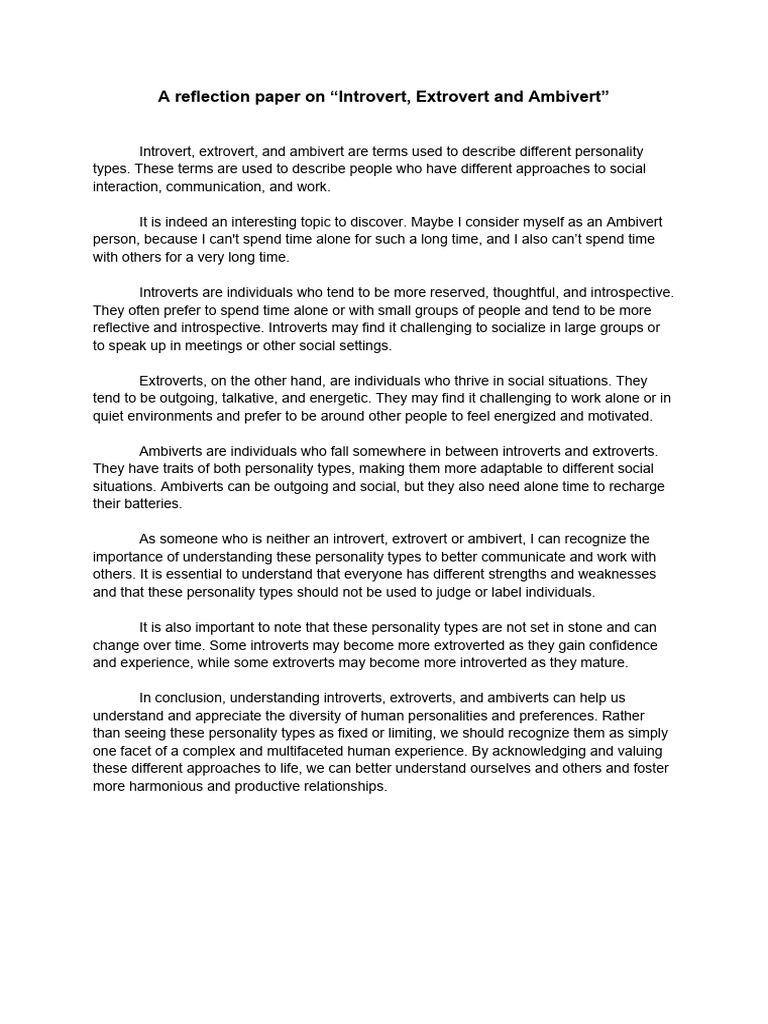 Introvert Extrovert Ambivert | PDF | Extraversion And Introversion | Personality Type