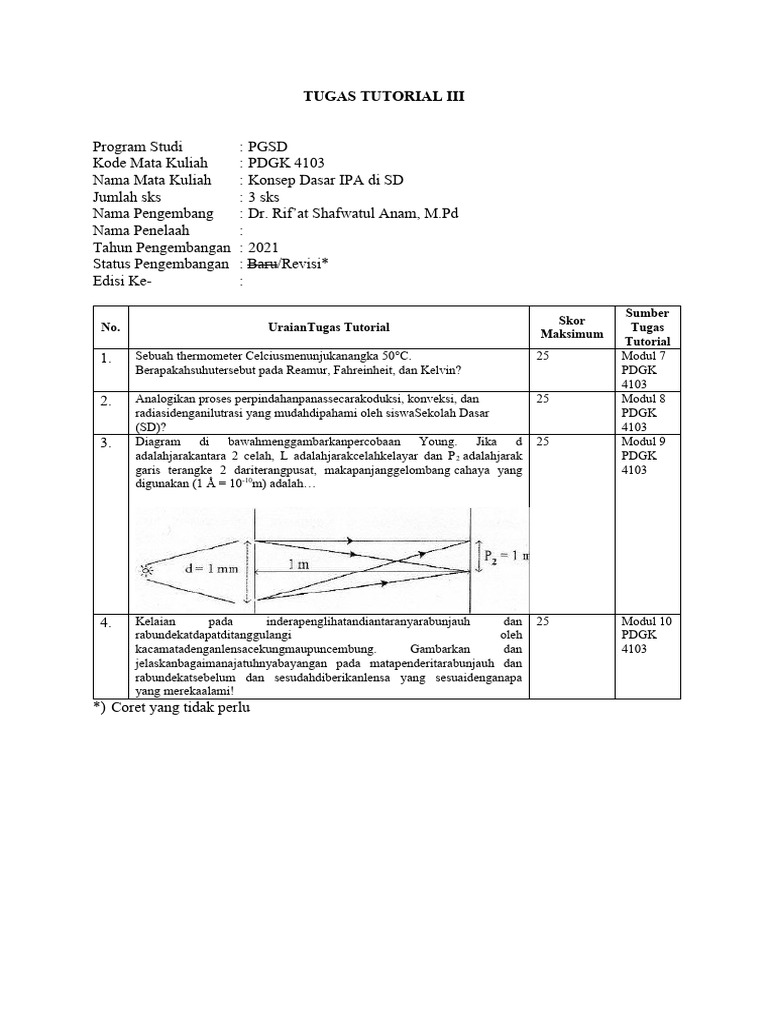 Jawaban Tugas Tutorial Iii Konsep Dasar Ipa (2) Real | PDF | Sains & Matematika