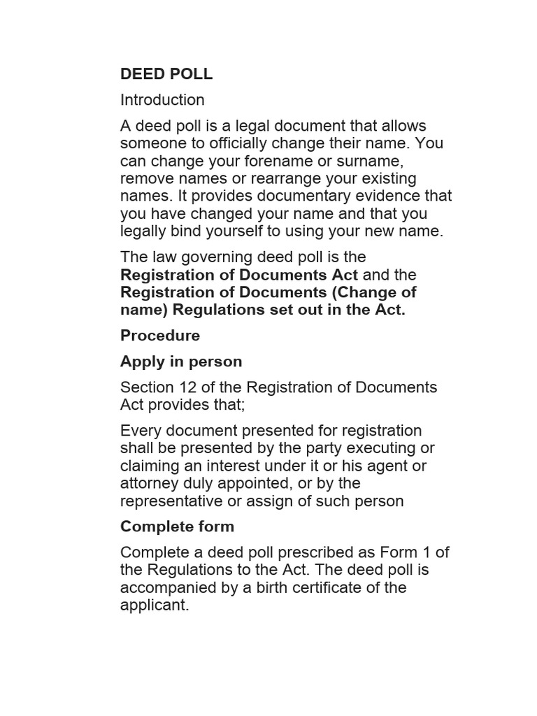 Deed Poll | PDF | Government | Justice