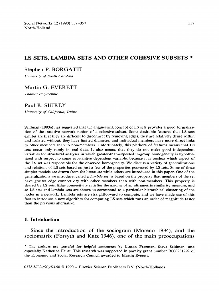 LS Sets Lambda Sets and Other Cohesive S | PDF | Vertex (Graph Theory) | Combinatorics