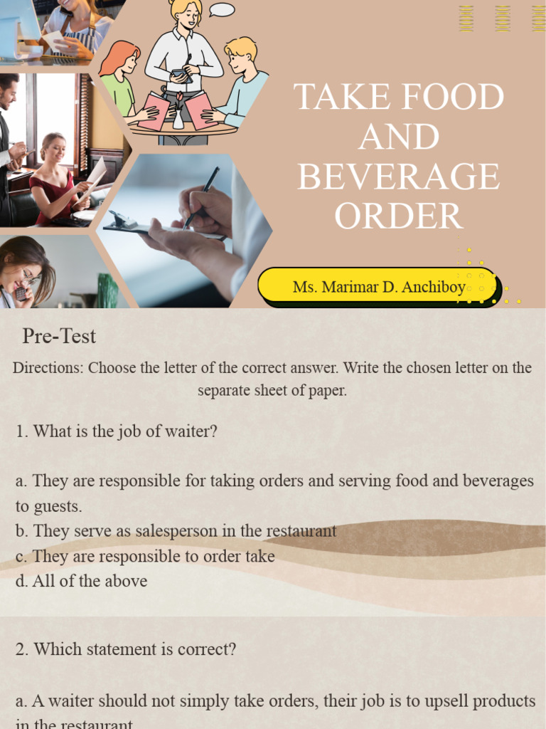 Order Taking Procedures in Restaurants | PDF | Menu | Waiting Staff